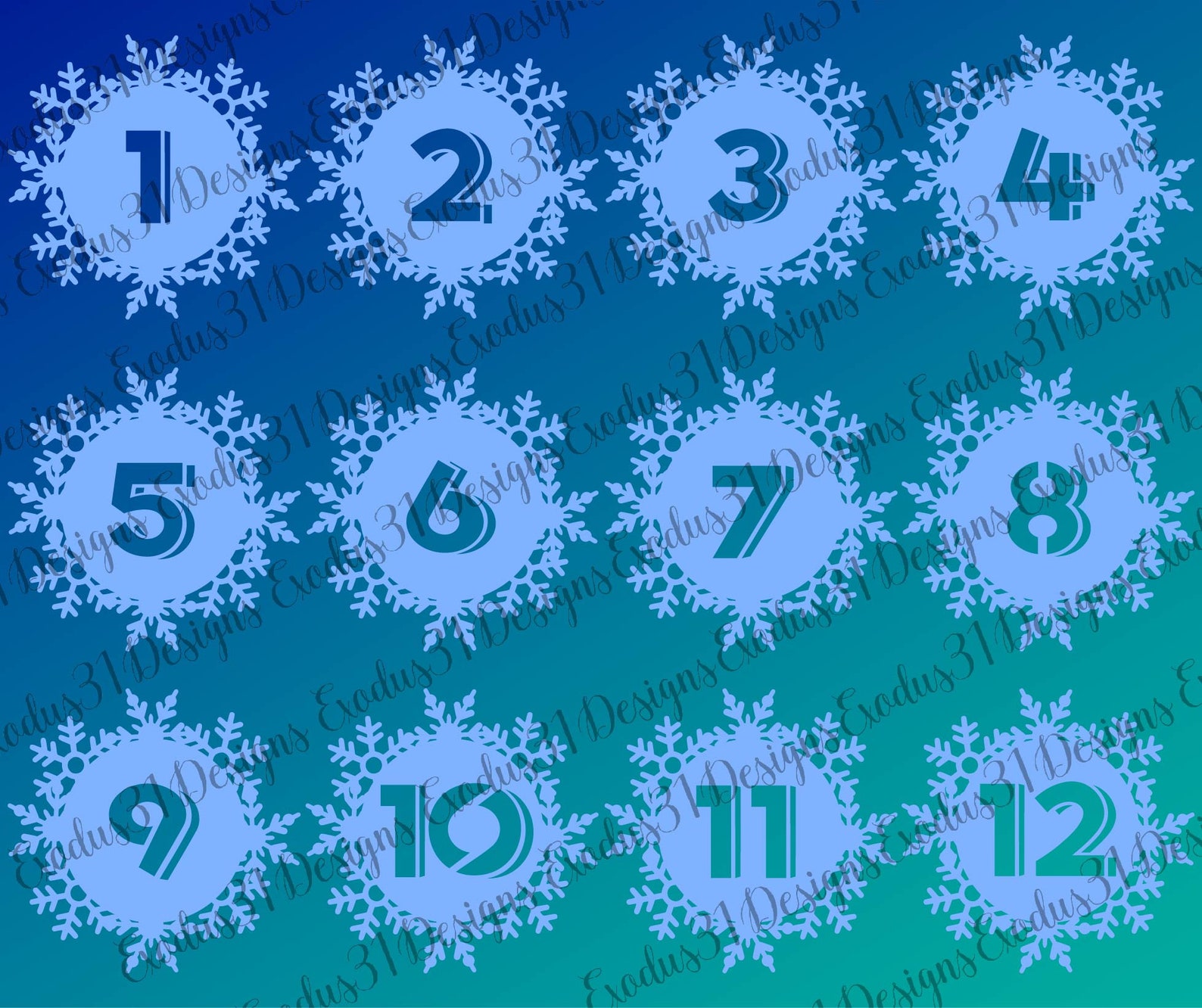 SVG Cut Files 1 to 12 Table Numbers Template Cricut Vector | Etsy