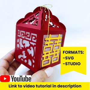 SVG Template Favor Box Double Happiness Chinese Wedding Double Happy ...