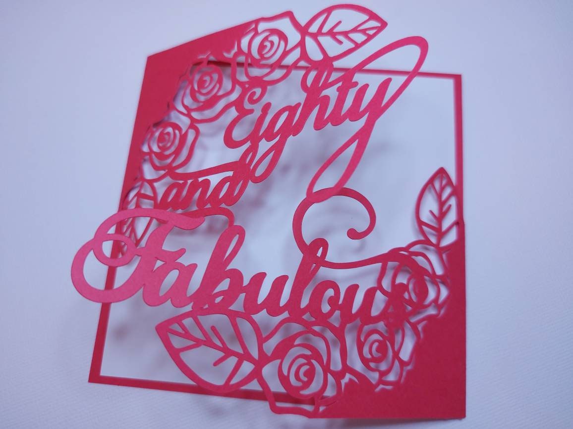 80th Birthday Card Cricut SVG Laser Cut Cricut Gate Fold Eighty ...