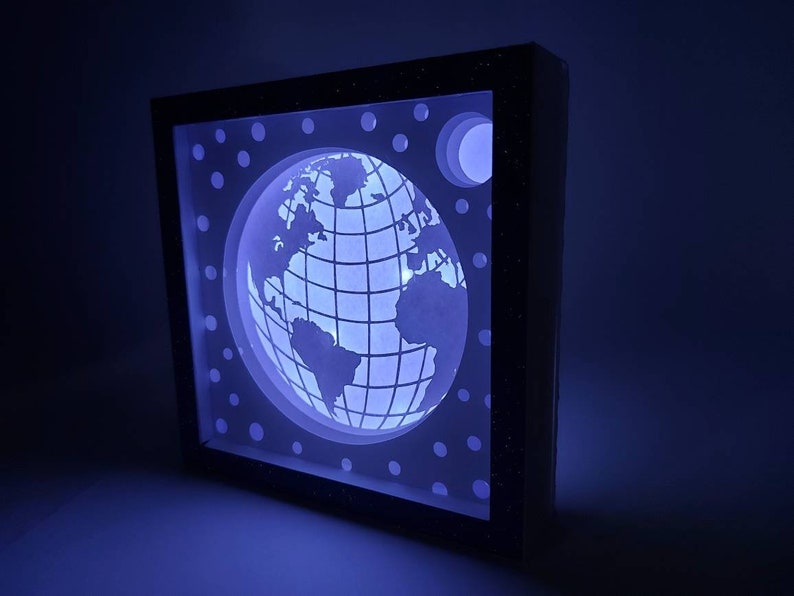 Earth Shadow Box Cricut SVG Cut Files 5x5 in Globe Planet | Etsy