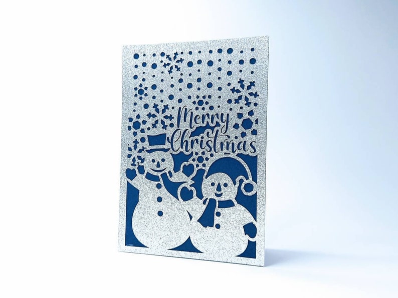 SVG Easy Christmas Card Cricut Snowman Snow Snowflakes Laser | Etsy