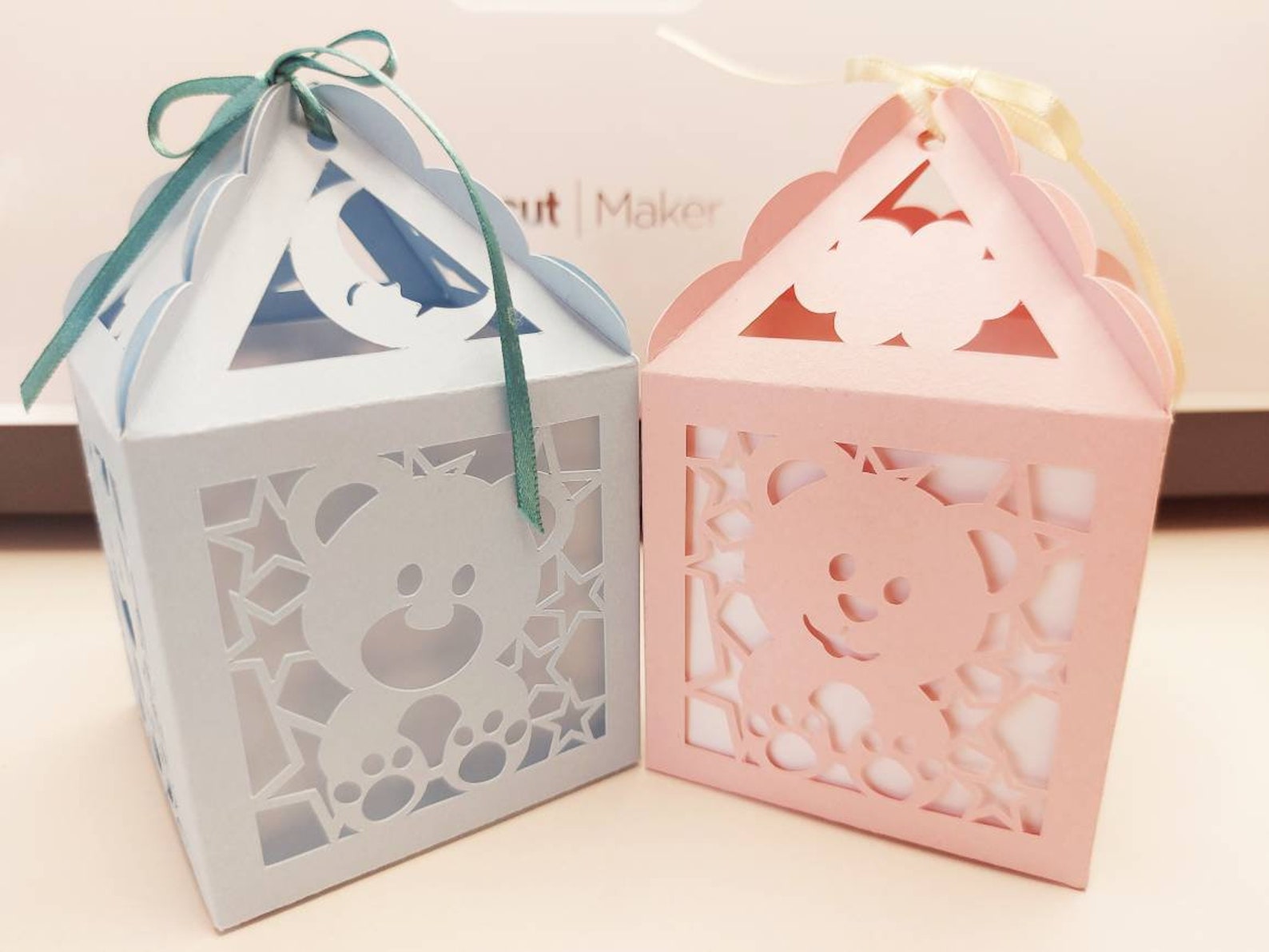 SVG Favor Box Baby Shower Cut Files Cricut Teddy Bear Gift Box Laser ...