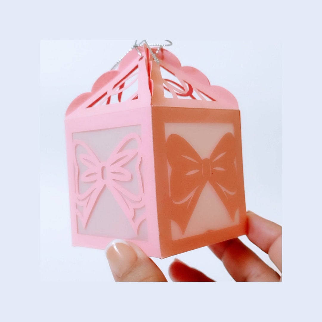SVG Box Cricut Cut File Templates Favor Box Bow Gifts Pink Bows ...
