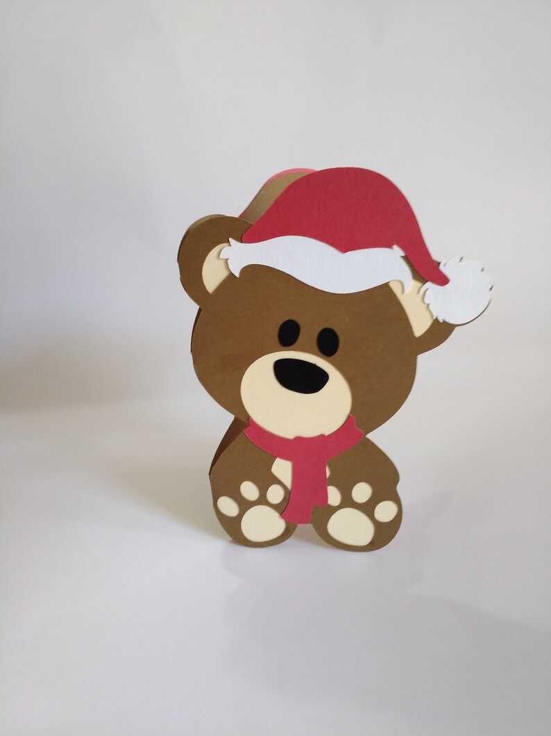Christmas Card Teddy Bear SVG Template Merry Christmas Gift Card ...
