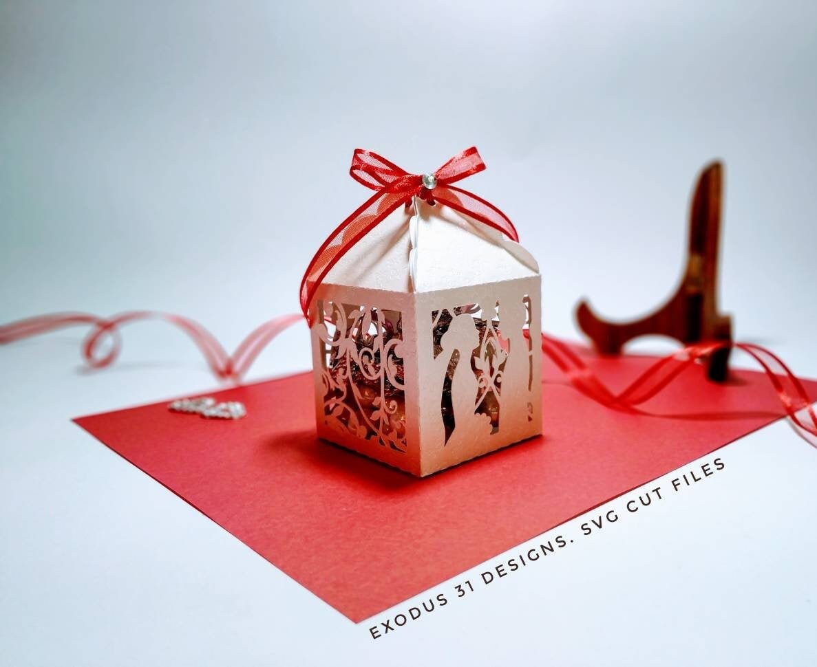 SVG Template Wedding Cut File Cricut Favor Box Bride and Groom Couple ...