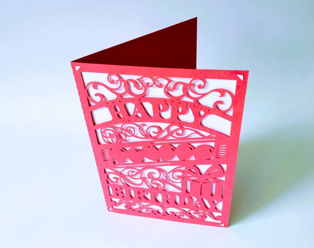 SVG Cut File Cricut Happy Birthday Card Template Laser Cut Folder Card ...