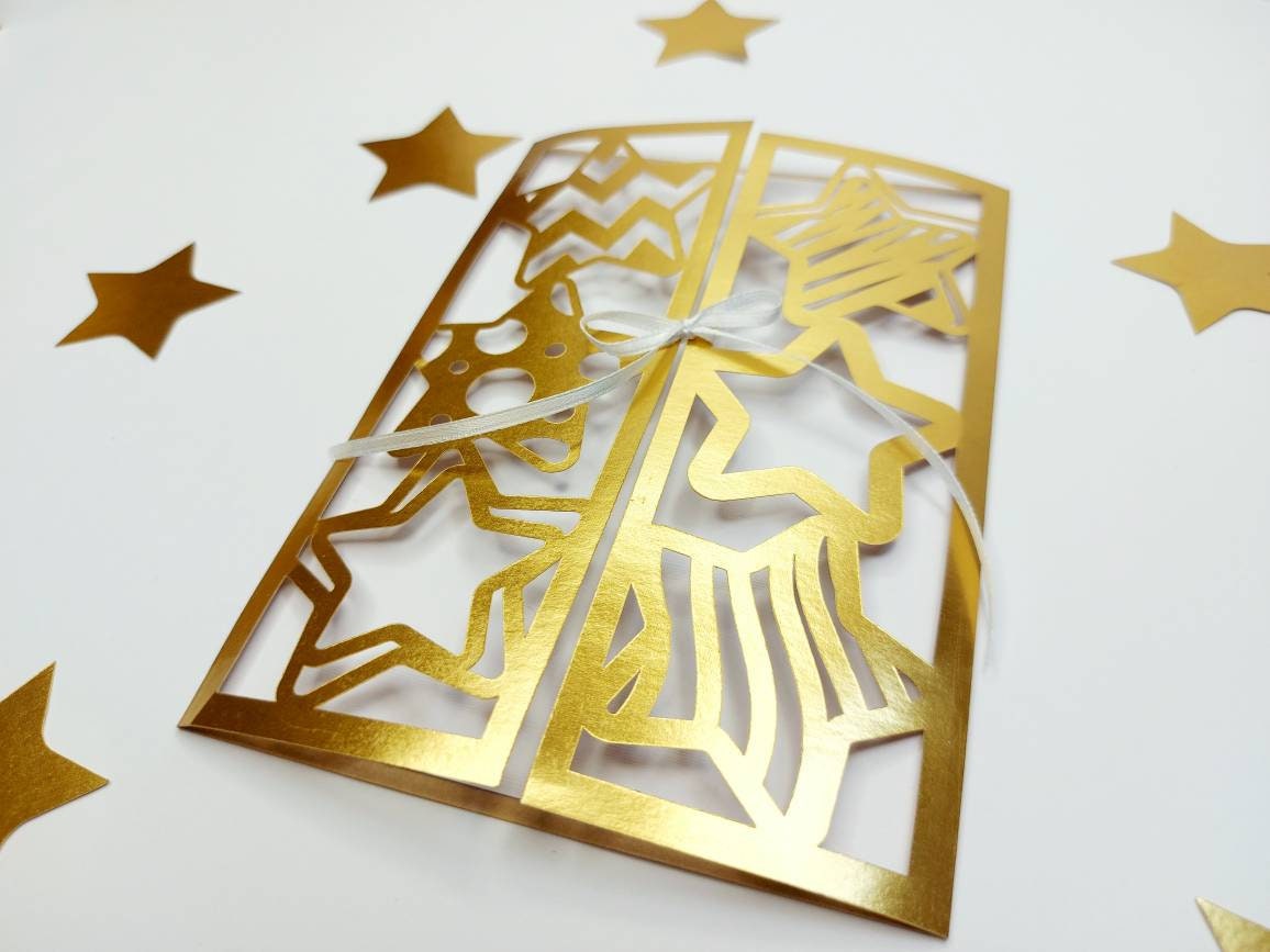 Stars Gate Fold Card SVG Invitations Templates Birthday Cut - Etsy Canada