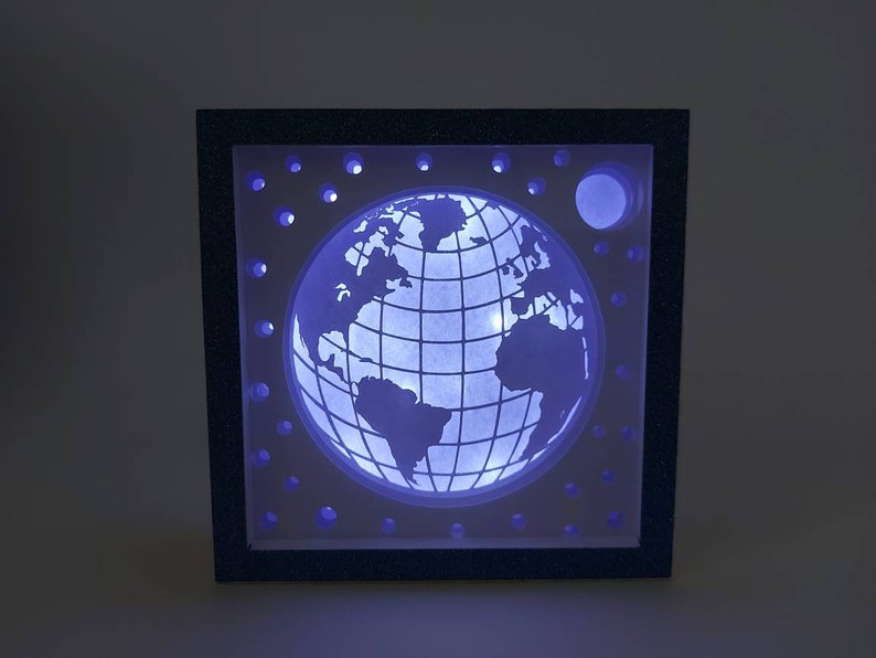 Earth Shadow Box Cricut SVG Cut Files 5x5 in Globe Planet | Etsy