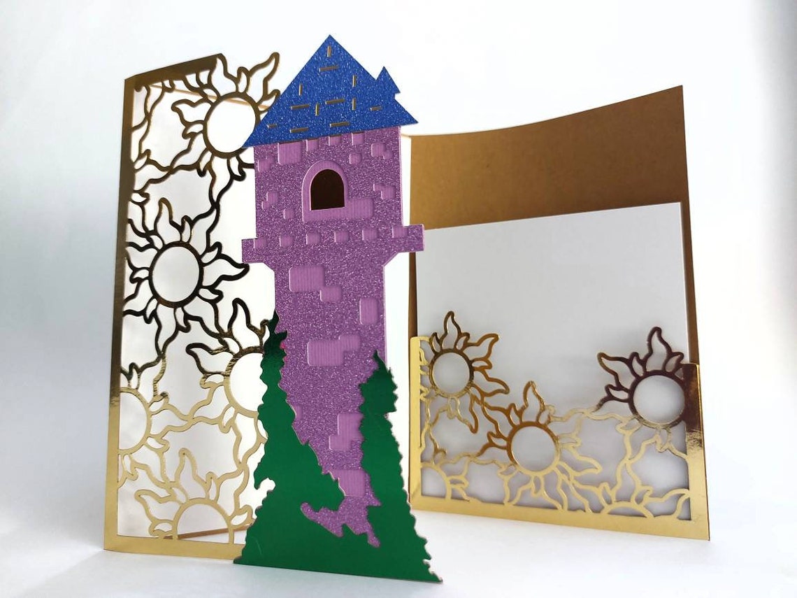 SVG Princess Castle Card Cricut File Template Tri Fold Pocket Card ...