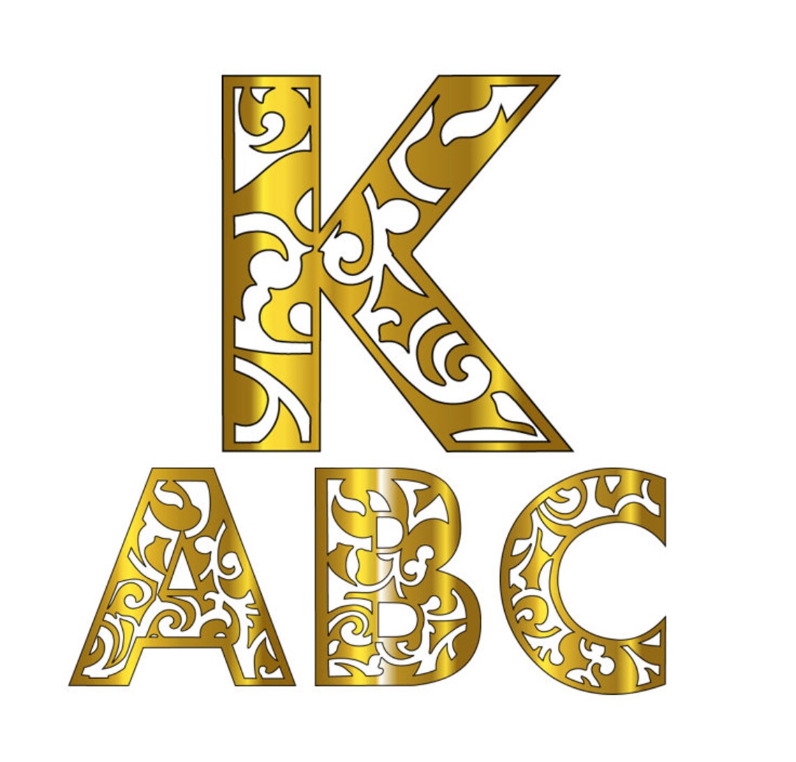 SVG Templates of ABC Letters With Damask Design for Printing or Cutting ...