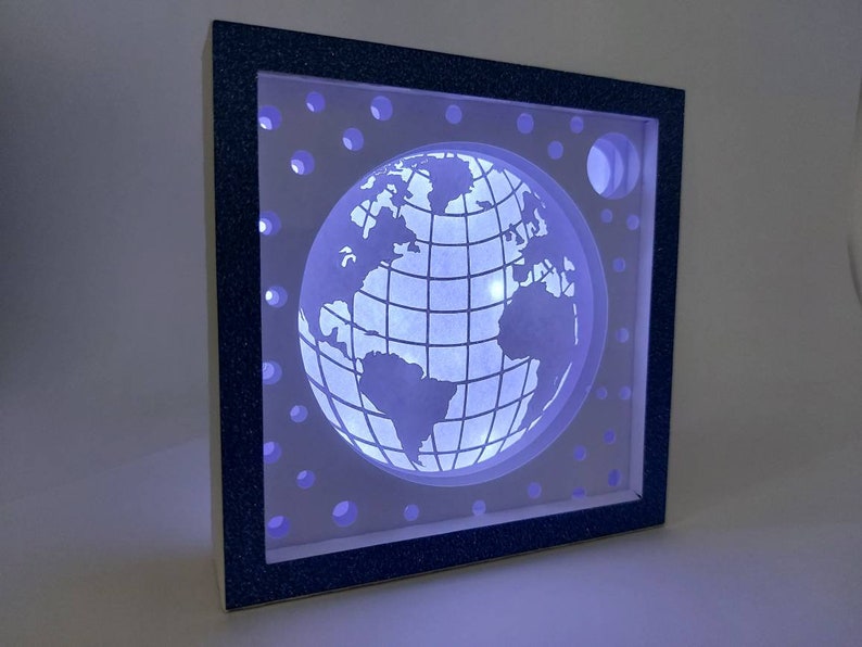 Earth Shadow Box Cricut SVG Cut Files 5x5 in Globe Planet | Etsy