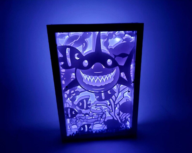 Shark Shadow Box Lightbox Template Cricut SVG Cut Files 5x7 | Etsy
