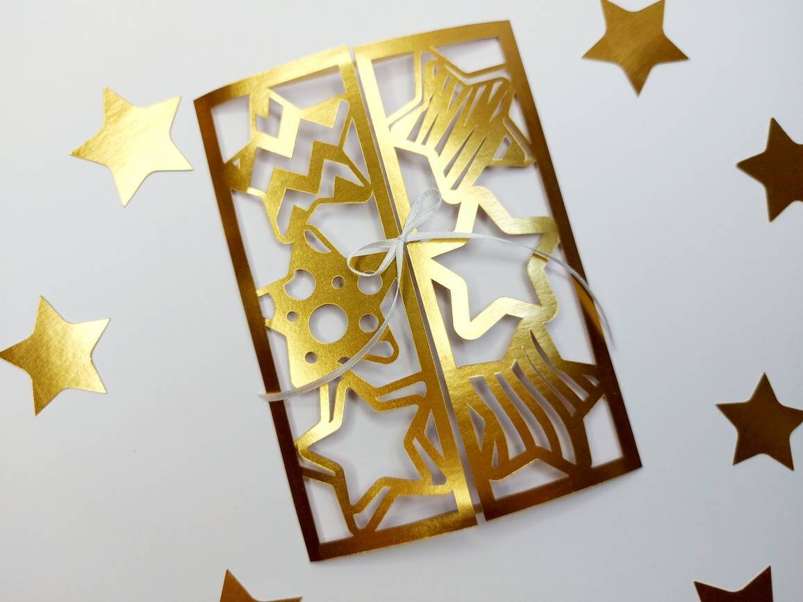 Stars Gate Fold Card SVG Invitations Templates Birthday Cut - Etsy Canada