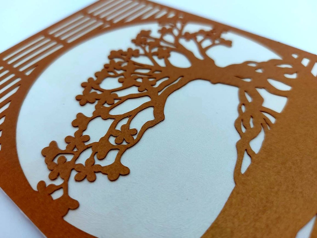 SVG Template Laser Cut Wedding Invitation Cherry Tree Folder Card ...
