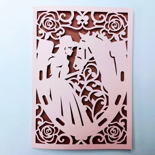 SVG Laser Cut Wedding Invitation Cesia Roses Cricut Envelope - Etsy