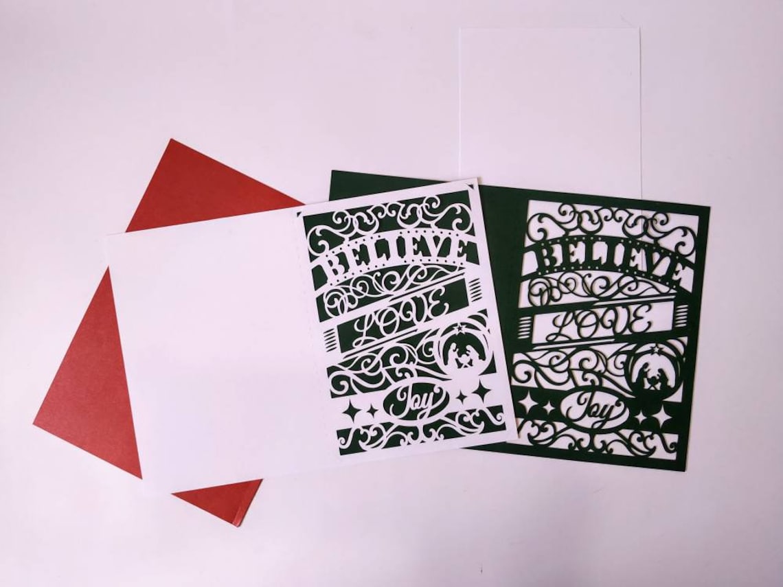 SVG Template Christmas Folder Card Nativity Scene Believe Love - Etsy