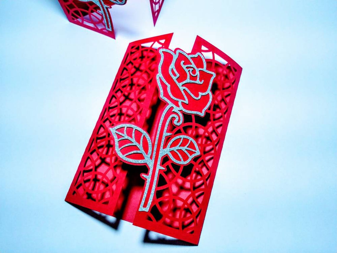 SVG Cricut Laser Cut Invitation Roses Template Enchanted Rose - Etsy