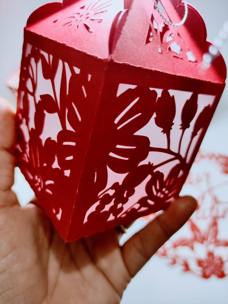 SVG Cut File Favor Box Template Cricut Tropical Flowers | Etsy