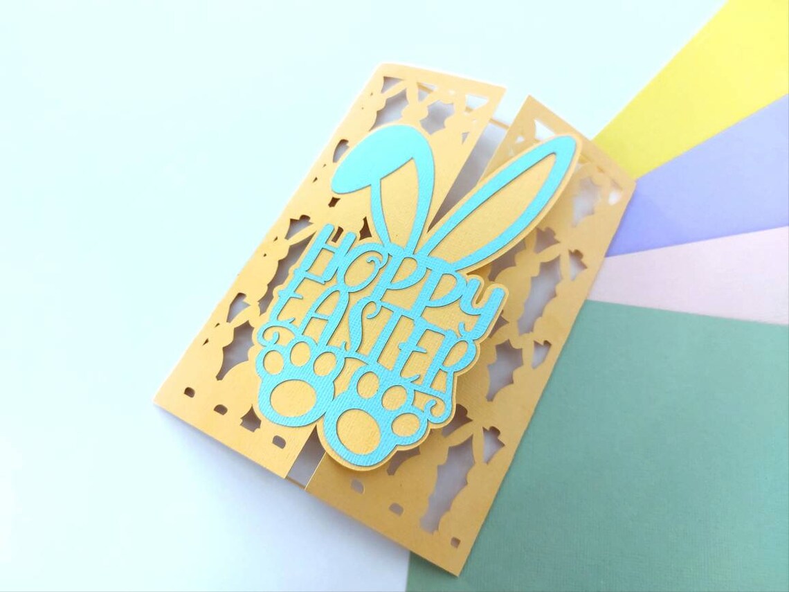 Hoppy Easter Svg Card Cricut Files Templates Easter Silhouette Cameo ...