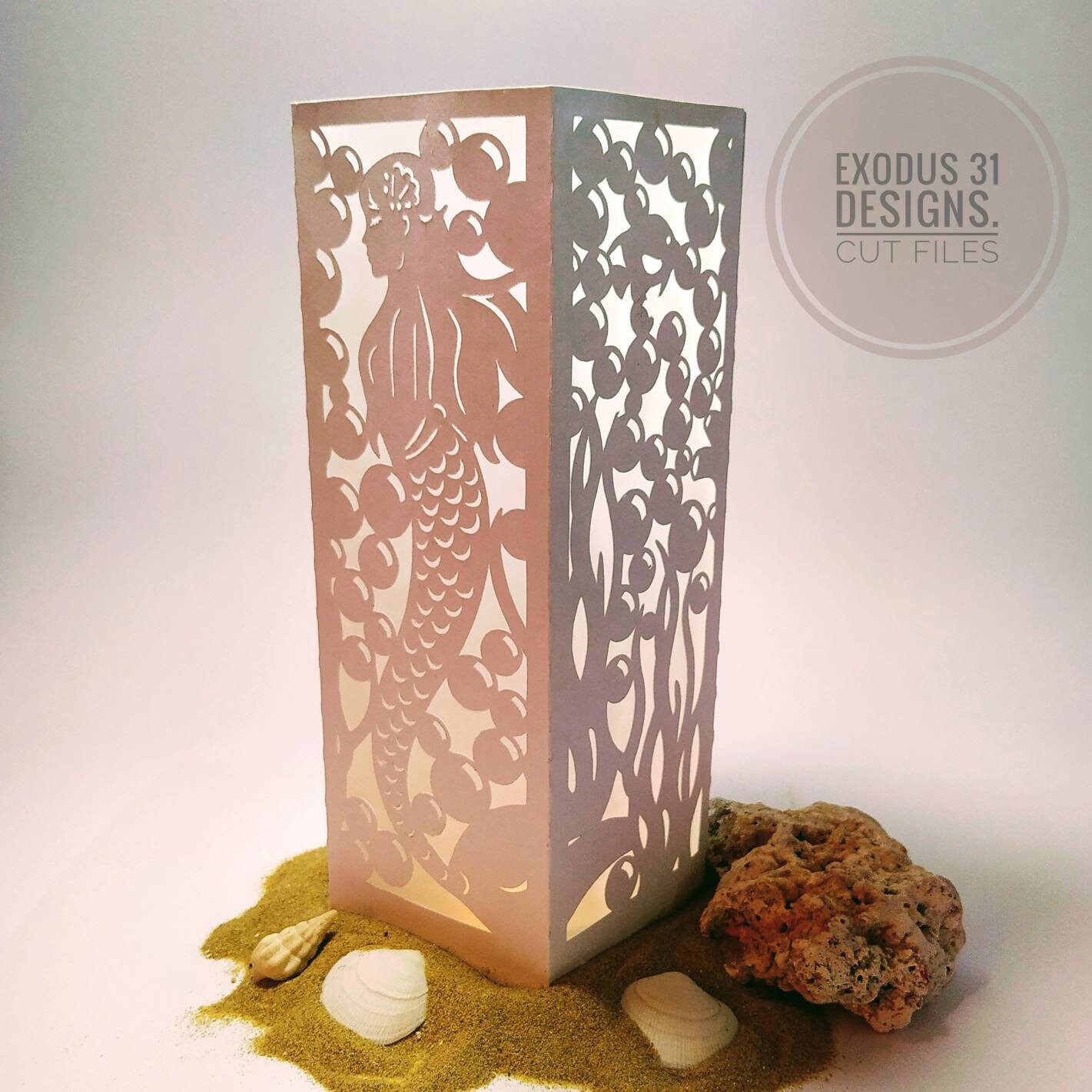 Mermaid SVG Lantern Centerpiece Cricut Laser Cut Template | Etsy