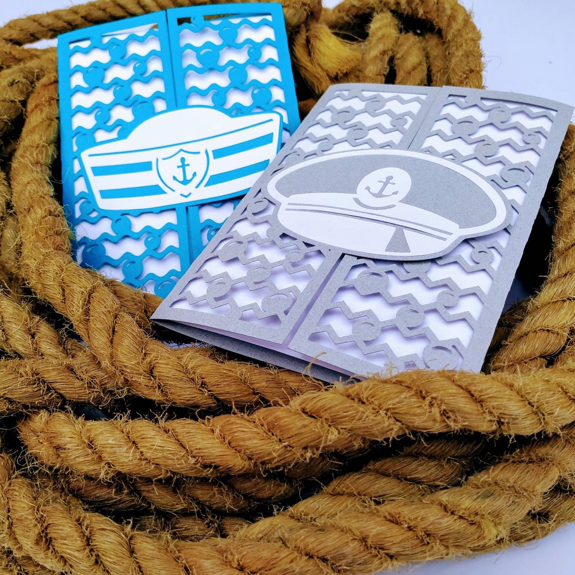 2 SVG Cricut Gate Fold Card Laser Cut Nautical Design Sea | Etsy