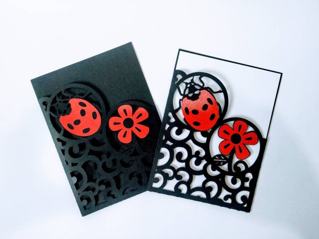 SVG Ladybug Pocket Card Cut Files Template Cricut Ladybug Insect Bug ...