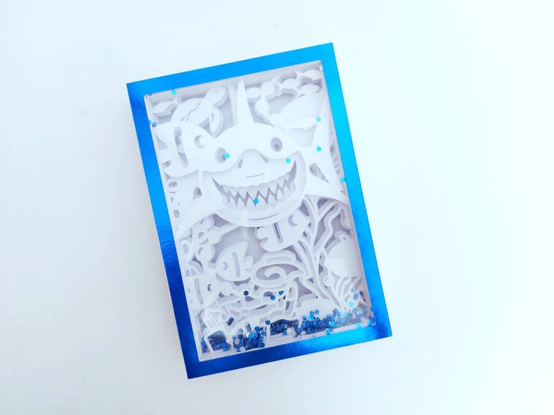 Shark Shadow Box Lightbox Template Cricut SVG Cut Files 5x7 | Etsy