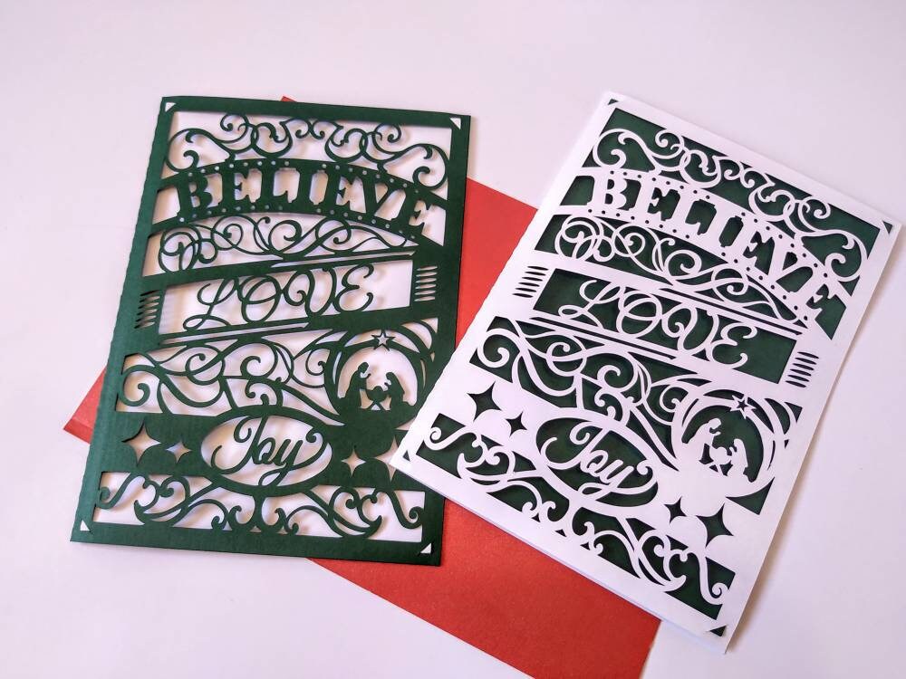 SVG Template Christmas Folder Card Nativity Scene Believe Love | Etsy