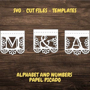 SVG Cut Files Papel Picado Banners Alphabet Numbers Mexican Wedding ...