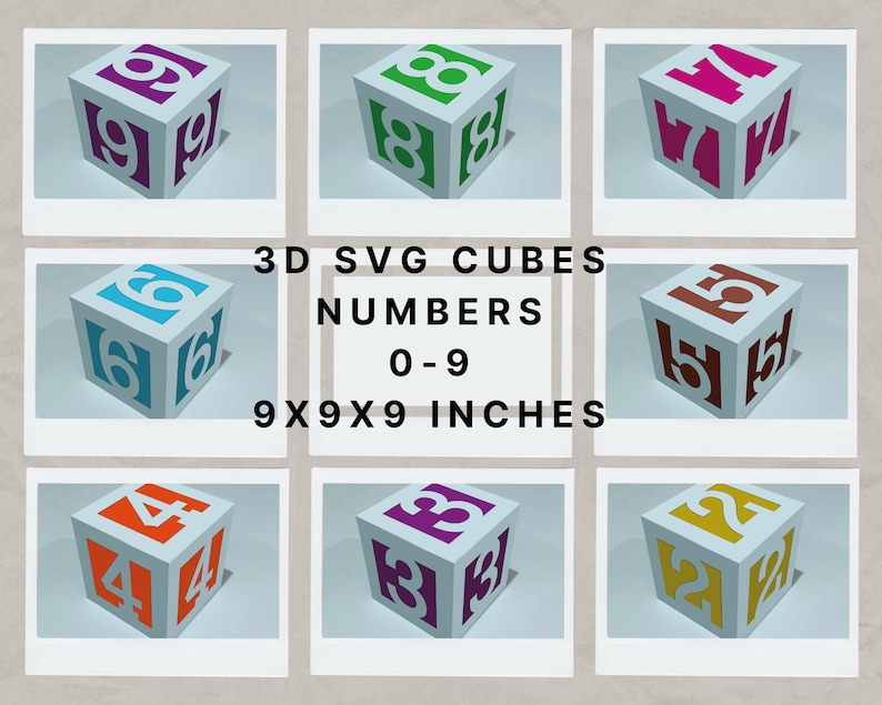 9x9x9 Inches 3D Numbers 0 to 9 SVG Cut Files Cube Cricut 3d - Etsy