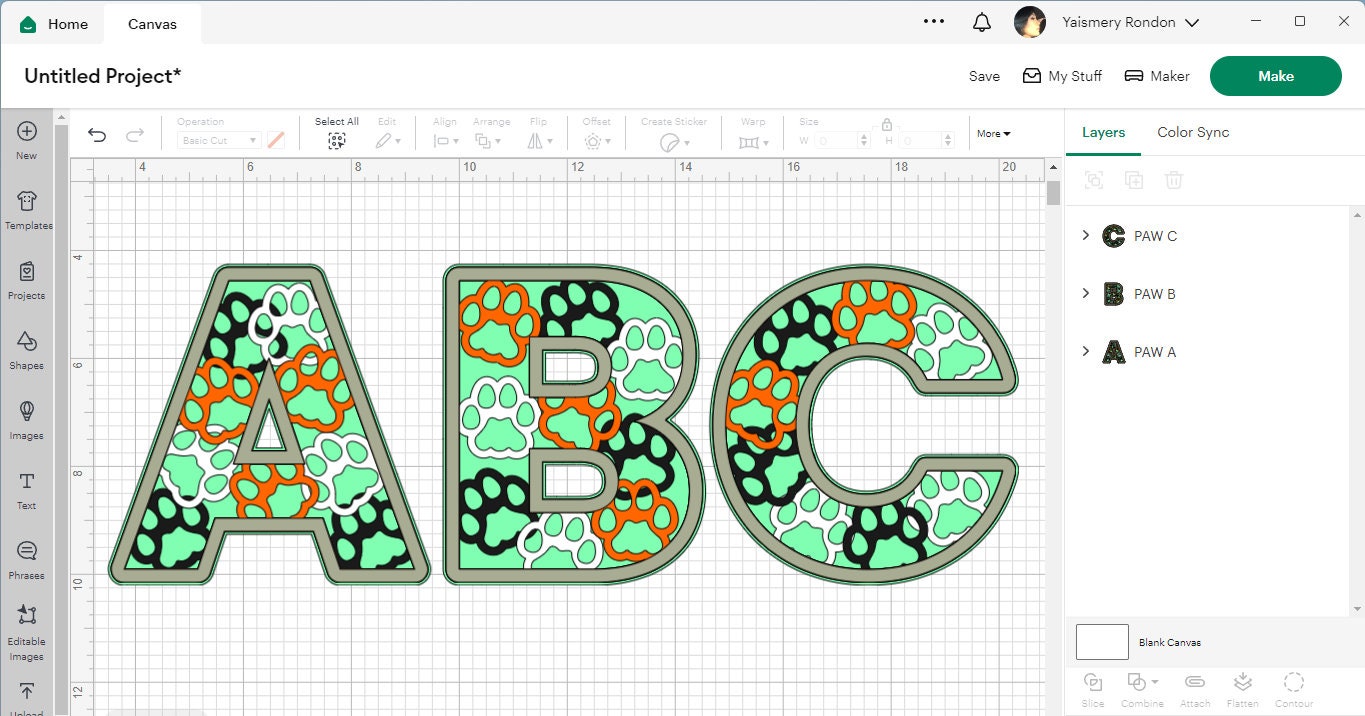 Alphabet A to Z Cat Paw Dog Paws SVG Layered 3D Cut File 5 Layers ...