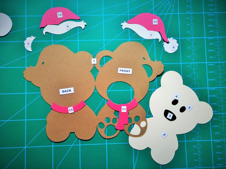 Christmas Card Teddy Bear SVG Template Merry Christmas Gift Card ...
