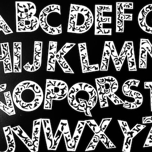 SVG Templates of ABC Letters With Damask Design for Printing or Cutting ...