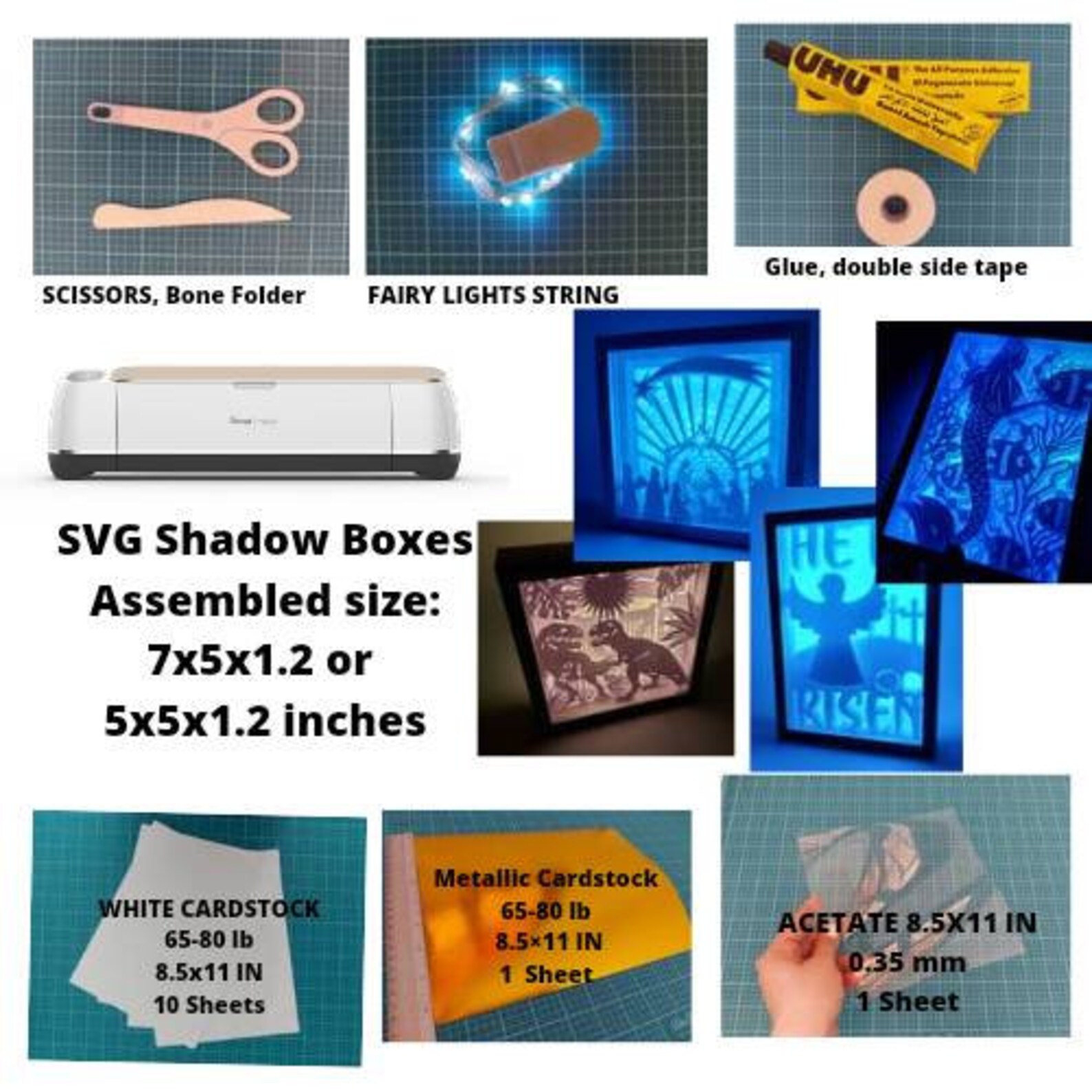 Shark Shadow Box Lightbox Template Cricut SVG Cut Files 5x7 | Etsy