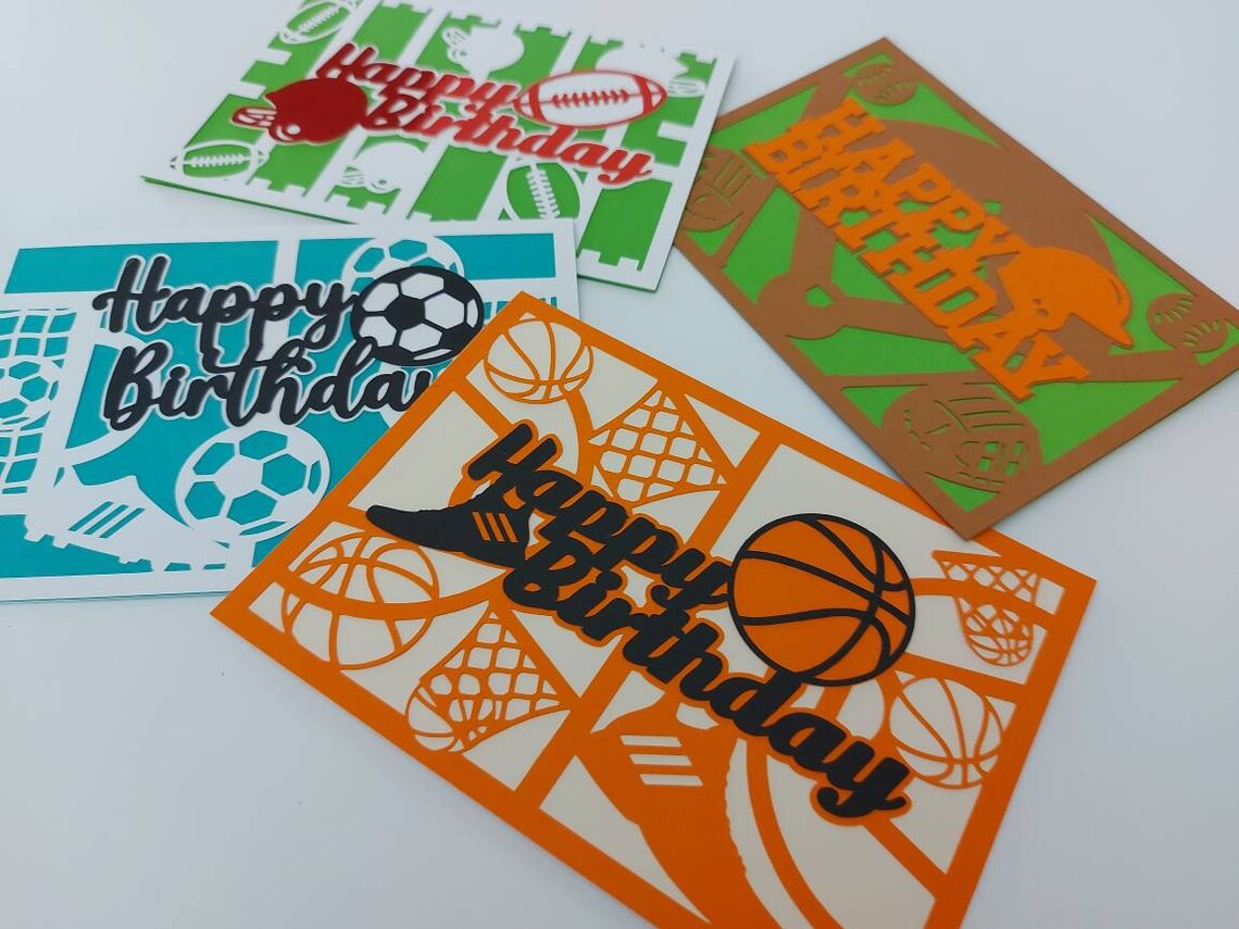 Sports Bundle SVG Happy Birthday Boy Cards SVG Cricut Cut File | Etsy