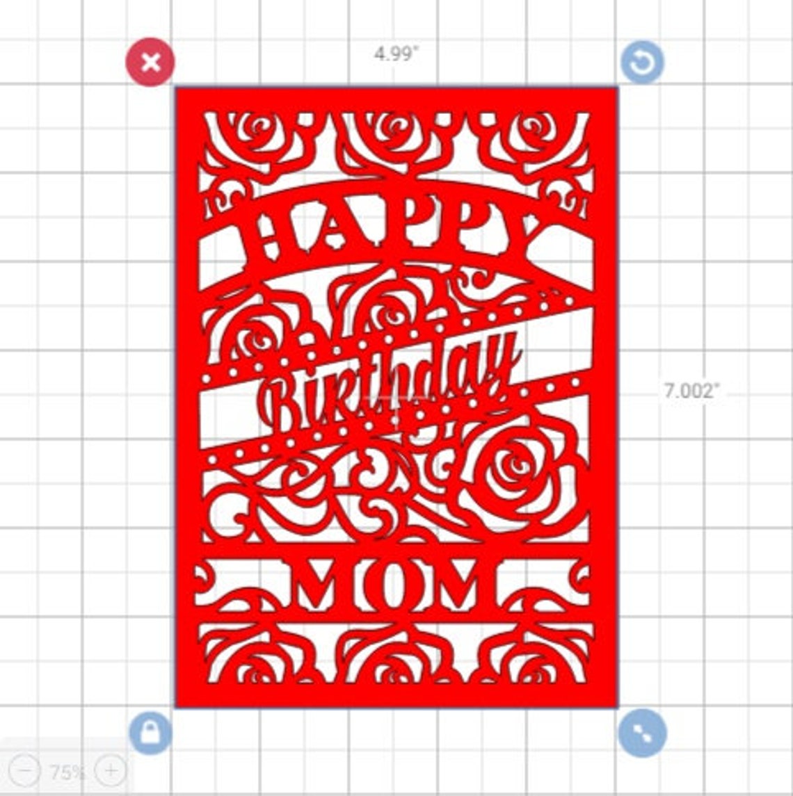 2 SVG Cut Files Cricut Happy Birthday Mom Template Folder Cards Rose ...