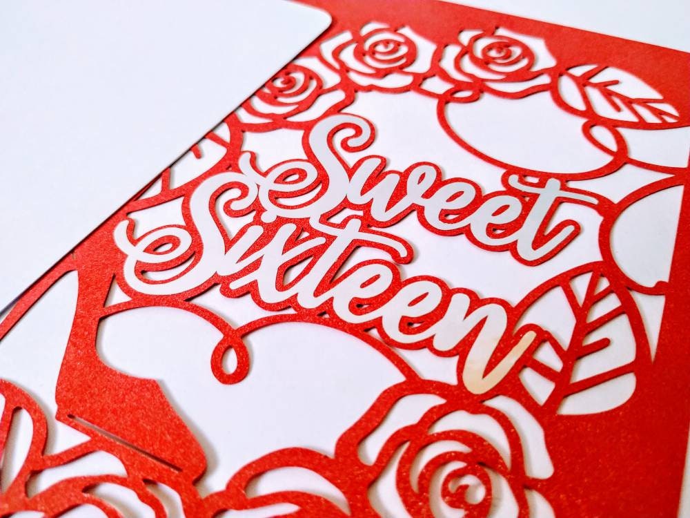 SVG Laser Cut Sweet Sixteen Cricut Invitation Roses Folder - Etsy