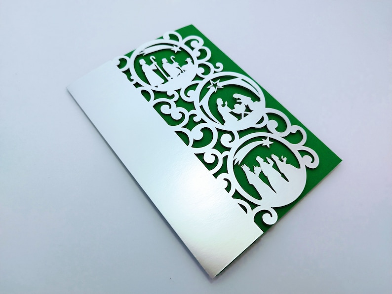 SVG Tri Fold Pocket Card Template 5x7 Inch Christmas Nativity - Etsy