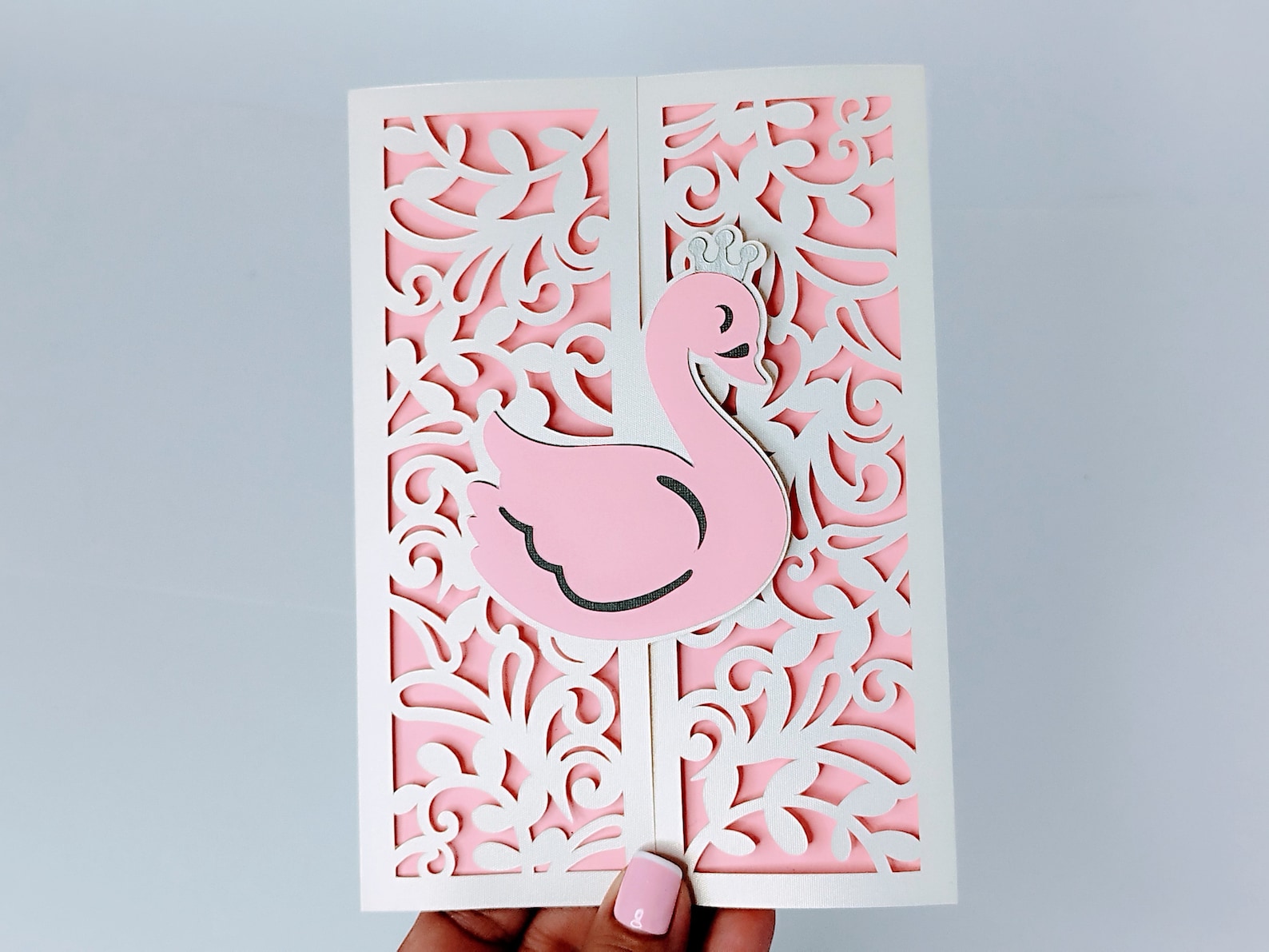 Swan Gate Fold Card SVG Invitations Templates Baby Shower Baby Swan Cut ...