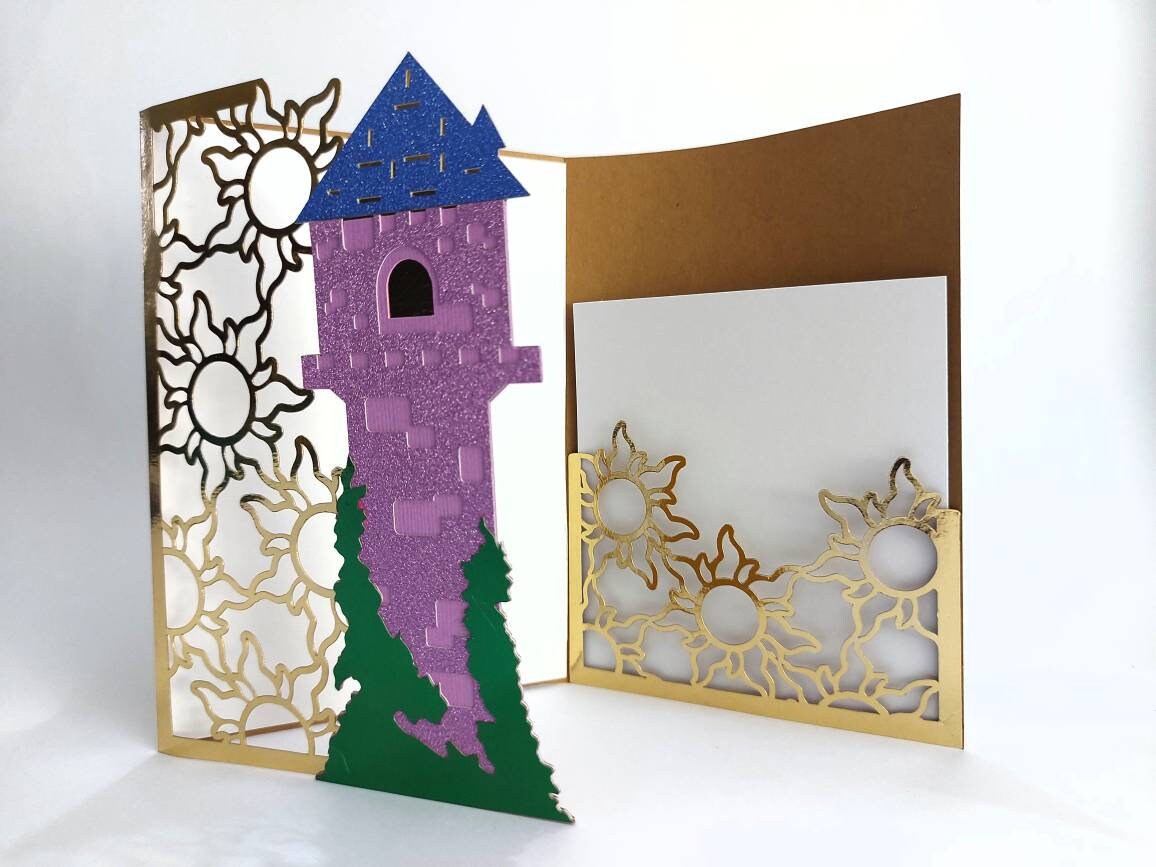 SVG Princess Castle Card Cricut File Template Tri Fold Pocket Card ...