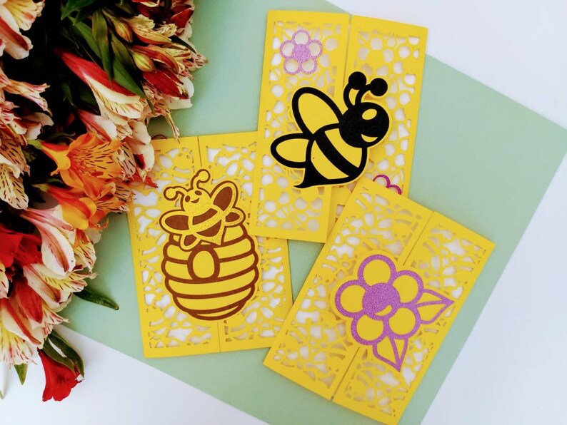 Bundle Set Bee Spring Cards SVG Files Cricut Cut Files Spring - Etsy