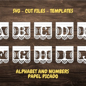SVG Cut Files Papel Picado Banners Alphabet Numbers Mexican Wedding ...