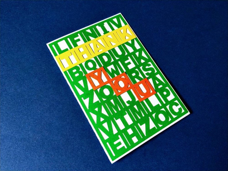 Word Search Card SVG Cut Files Cricut Maker Thank You Cards - Etsy