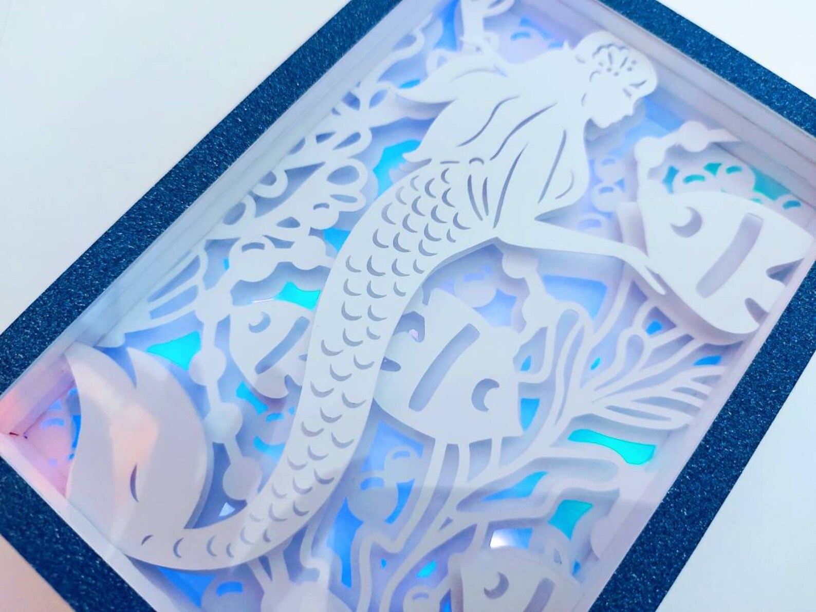 Mermaid Shadow Box Lightbox Template Cricut SVG Cut Files 5x7 - Etsy
