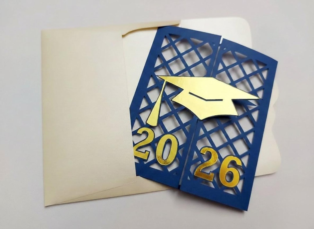 2026 Graduation Invitation SVG Cut File, Gate Fold Card (digital ...