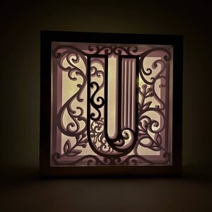Letter U Shadow Box 3D Alphabet SVG Cut Files Cricut Letters Lightbox ...