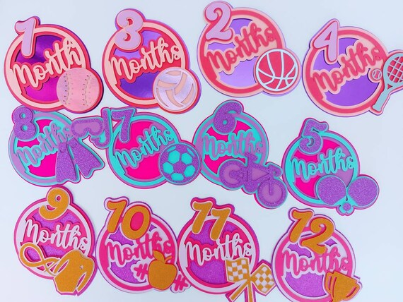 Baby Milestone Svg 12 Months SVG Cricut Files Sport Cup Cake | Etsy