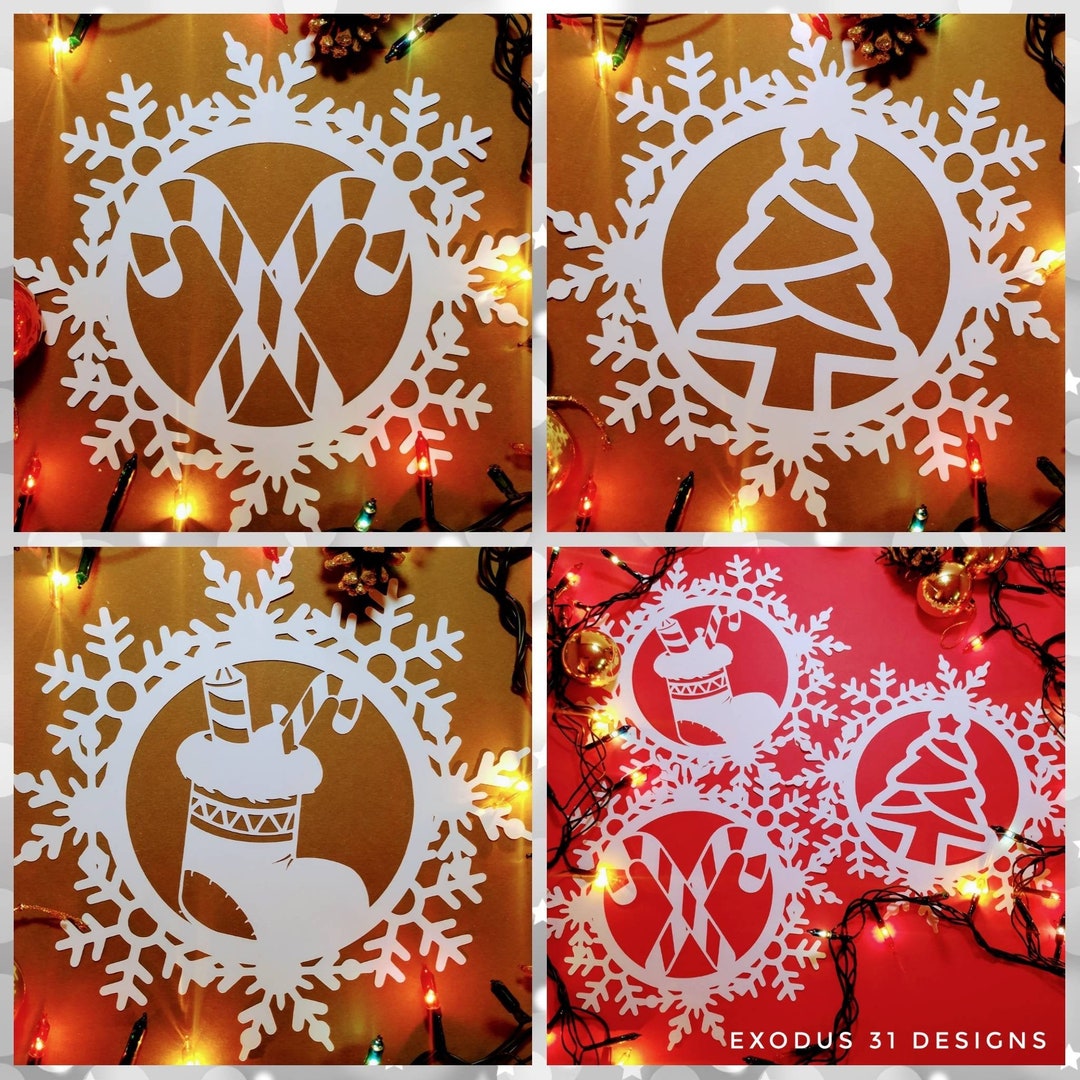 SVG Christmas Ornament Snowflkes Frames Tag Template Circular Frames ...