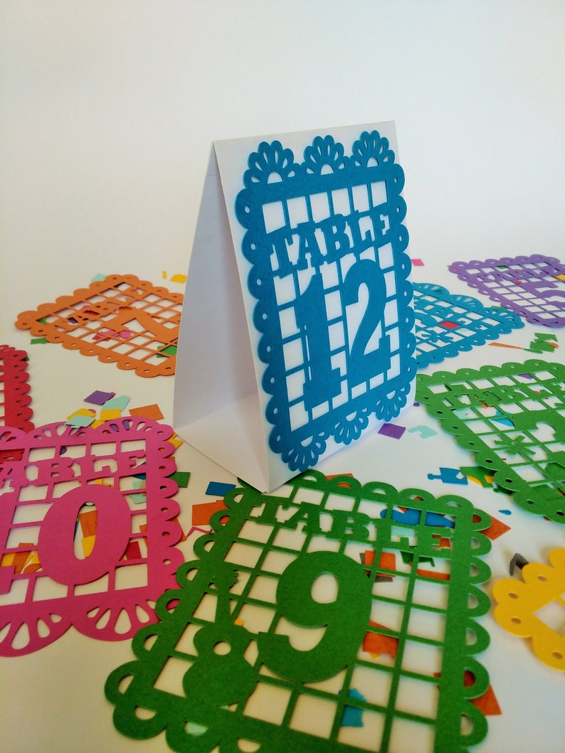 12 Table Numbers Papel Picado Svg Templates Confetti Themed Etsy