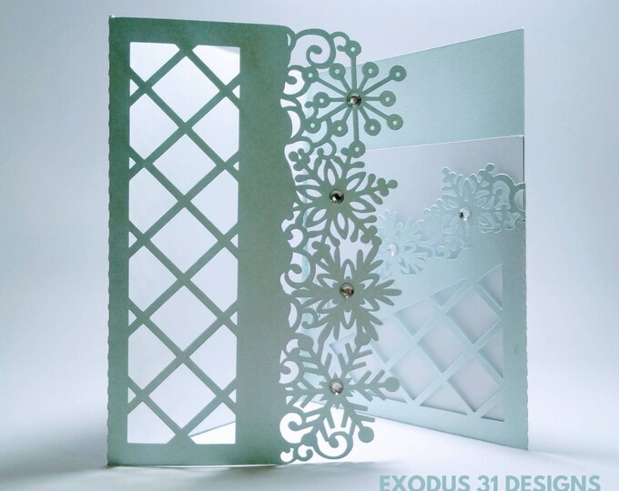 SVG Template Tri Fold Card Snowflakes Winter Wedding - Etsy